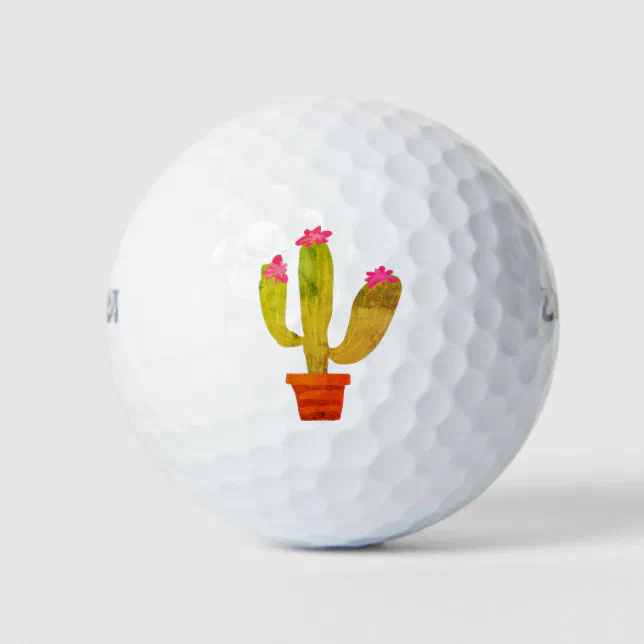 Custom golf balls with cute cactus plant logo | Zazzle
