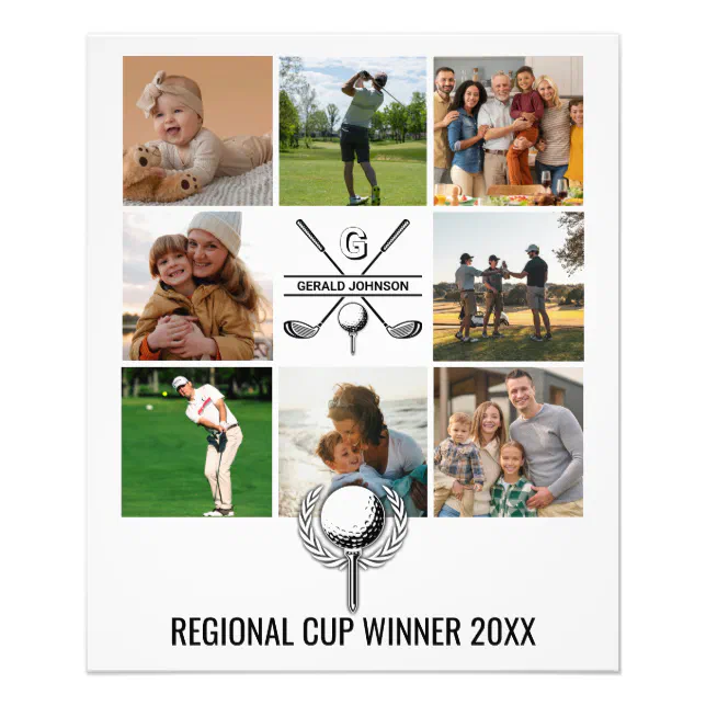 Custom Golf Collage with Monogram Design Photo Print | Zazzle