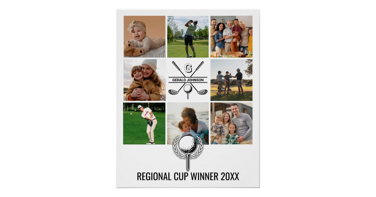 Custom Golf Collage with Monogram Design Poster | Zazzle