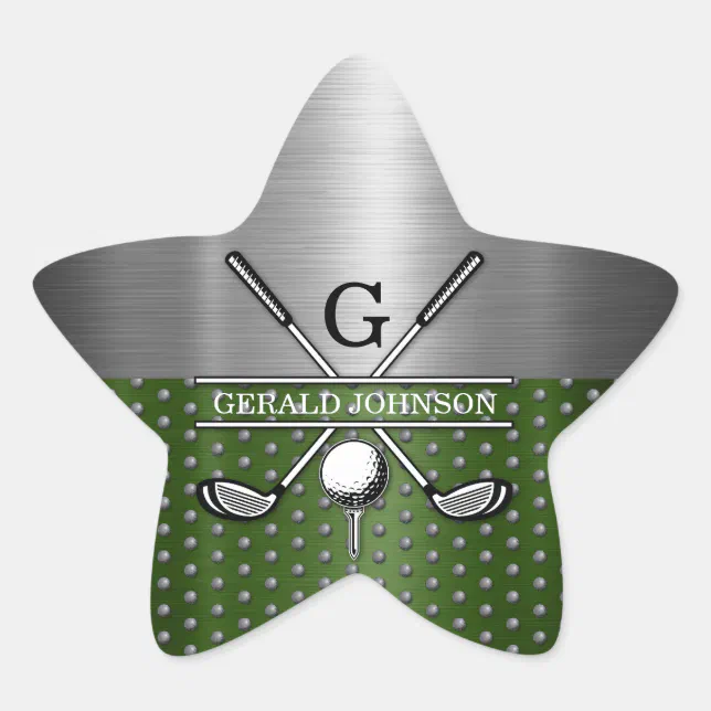 Custom Golf Monogram Design Star Sticker | Zazzle