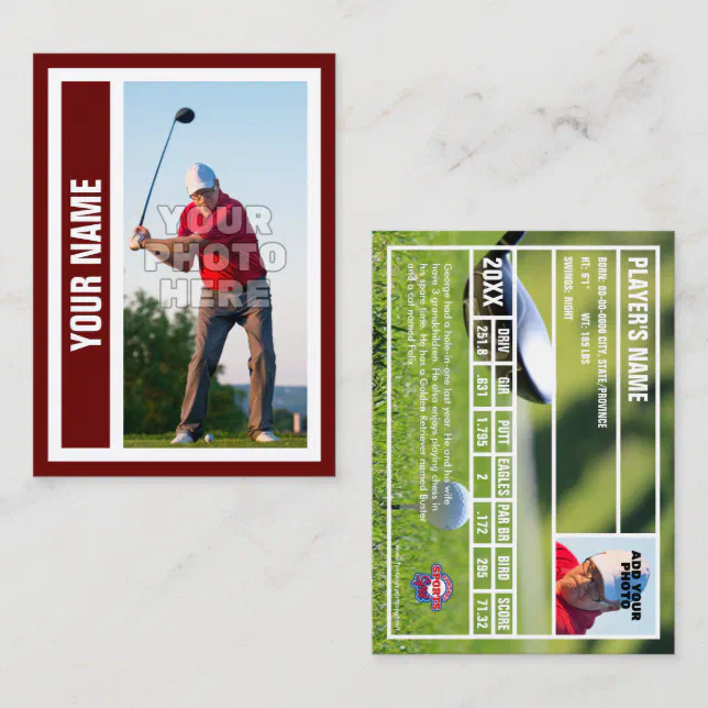 Custom Golf Trading Card - Dark Red | Zazzle