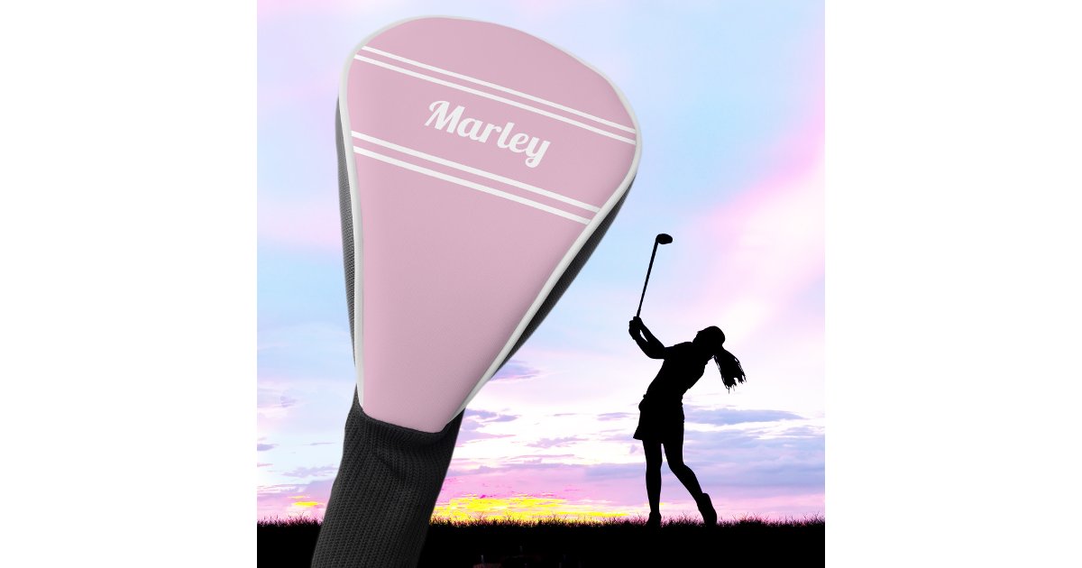 Custom Golfer Pro Sports Classic Ladies Chic Pink Golf Head Cover | Zazzle