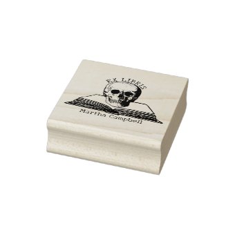 Custom Gothic Skull Ex Libris Library Book Rubber Stamp | Zazzle