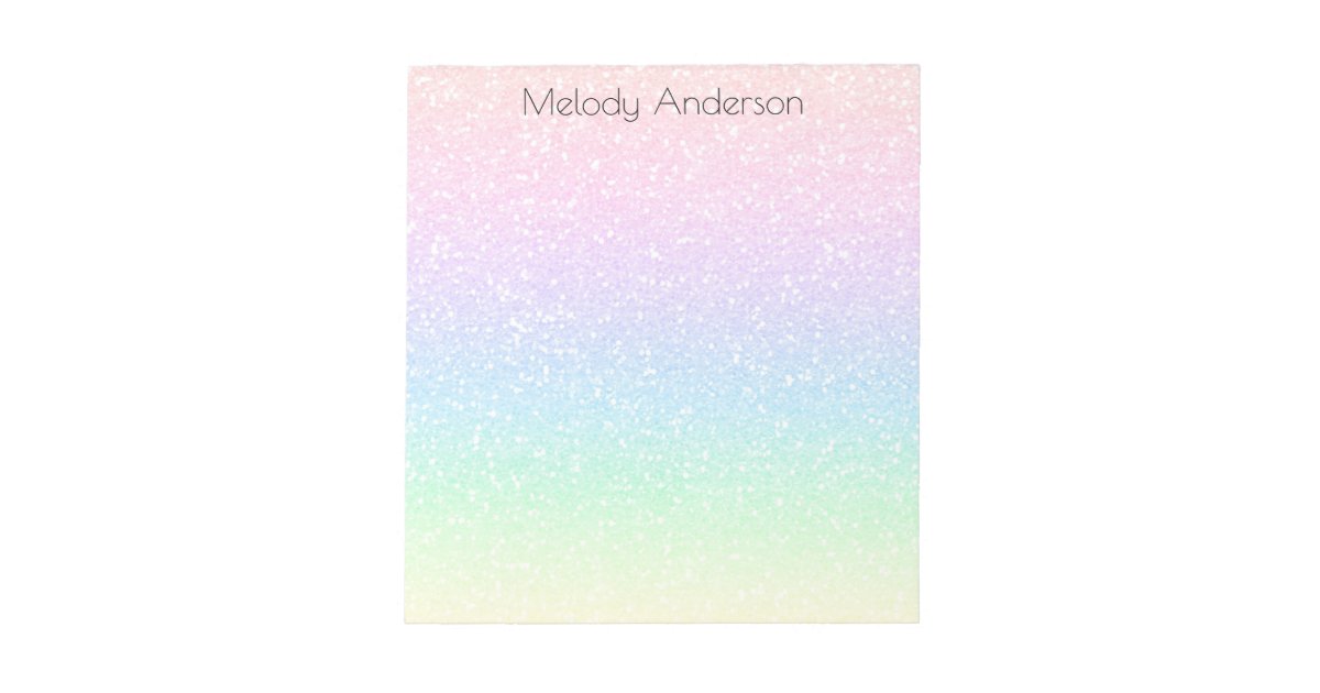 Custom Gradient Rainbow Glitter Girly Notepad | Zazzle