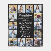 Custom Graduate Poem 14 Photo Collage Graduation Fleece Blanket | Zazzle