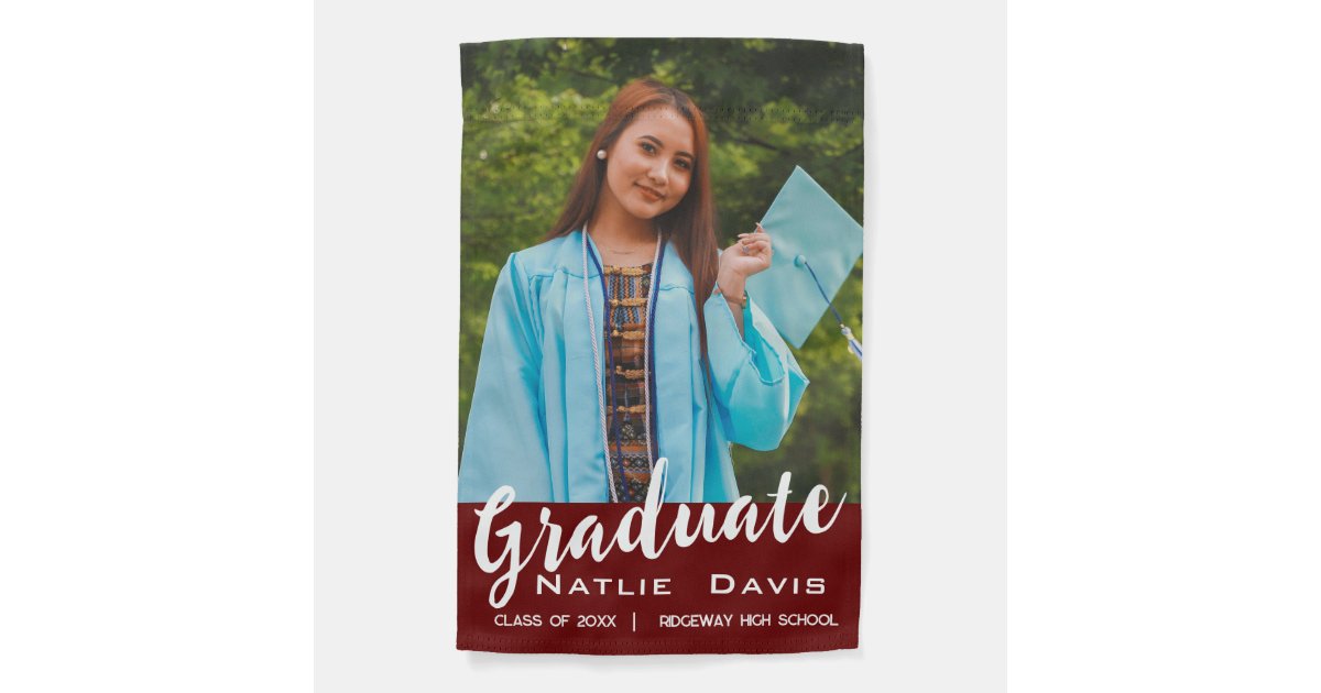 Custom Graduation Announcement Graduate Photo Garden Flag | Zazzle
