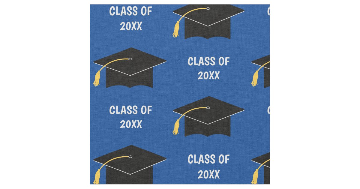Custom Graduation Cap Class Year Blue Fabric | Zazzle