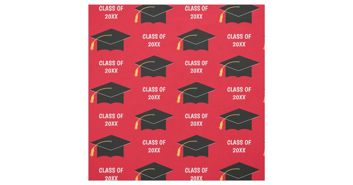 Custom Graduation Cap Class Year Red Fabric | Zazzle