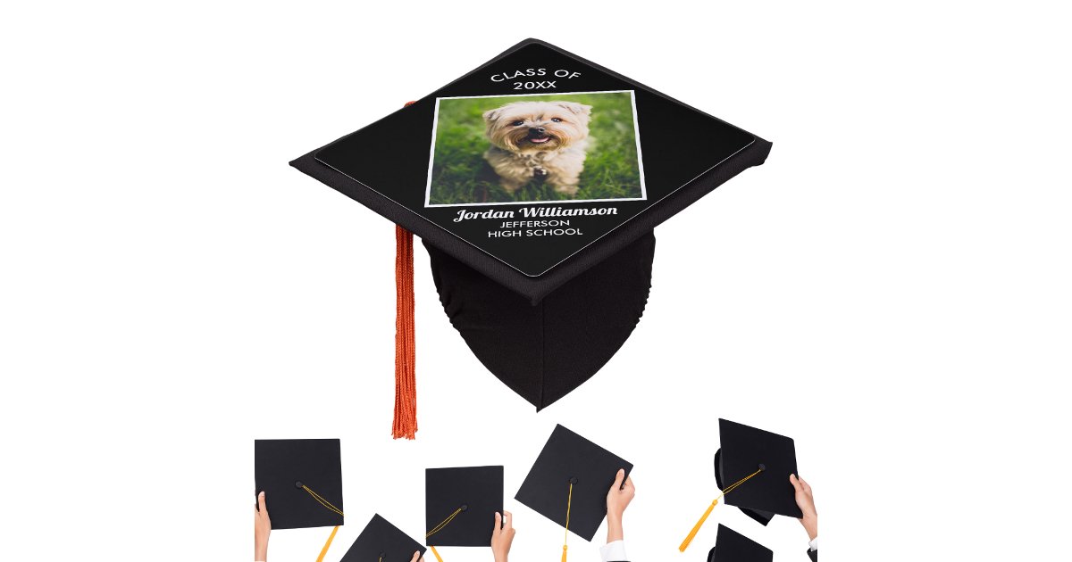 Custom Graduation Cap Top Your Photo School Name | Zazzle