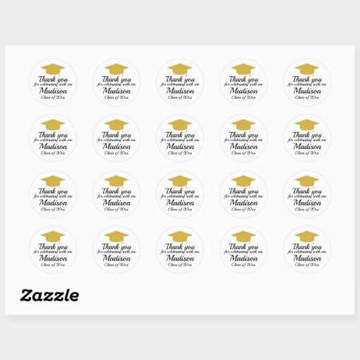 Custom Graduation Party Favor Thank you Stickers | Zazzle