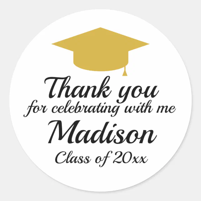 Custom Graduation Party Favor Thank you Stickers | Zazzle