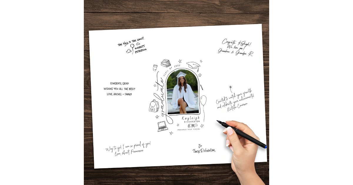 Custom Graduation Party Guest Signature Poster | Zazzle