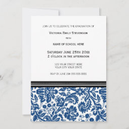 Custom Graduation Party Invitation Blue Black | Zazzle