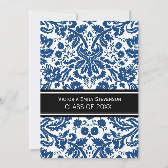 Custom Graduation Party Invitation Blue Black | Zazzle.com