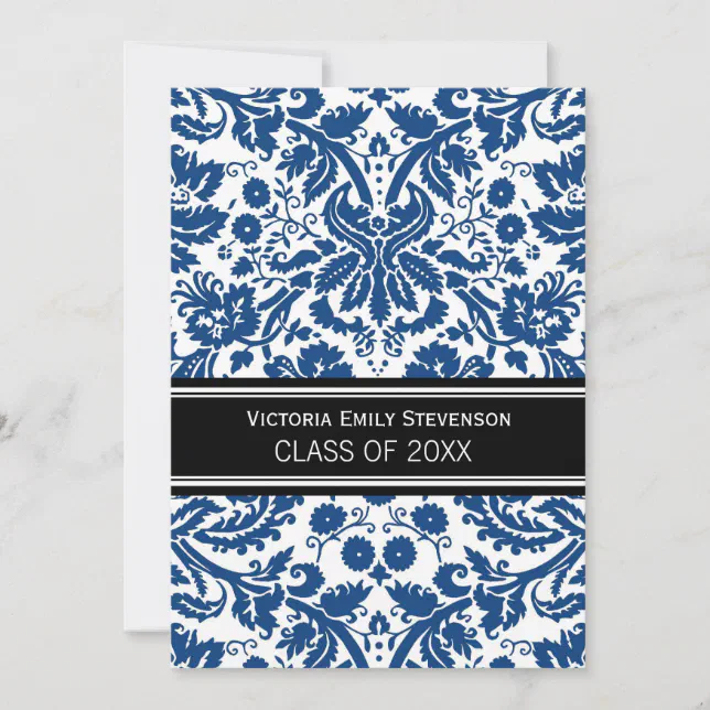Custom Graduation Party Invitation Blue Black | Zazzle
