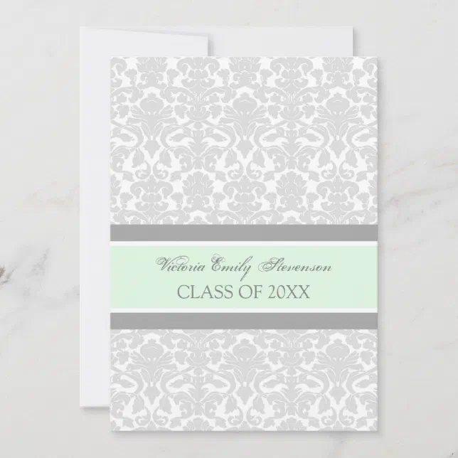 Custom Graduation Party Invitation Card Mint Gray | Zazzle