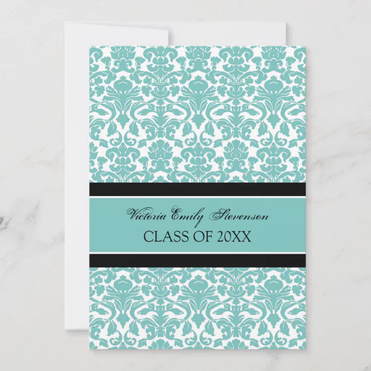 Custom Graduation Party Invitation Card Teal | Zazzle