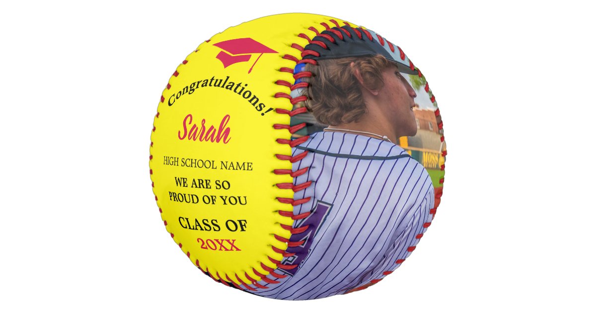 Custom Graduation Photo Class Of 2025 | Red Softball | Zazzle