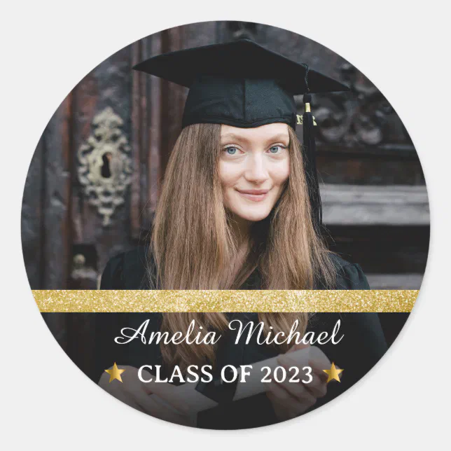 Custom Graduation Photo Classic Round Sticker | Zazzle
