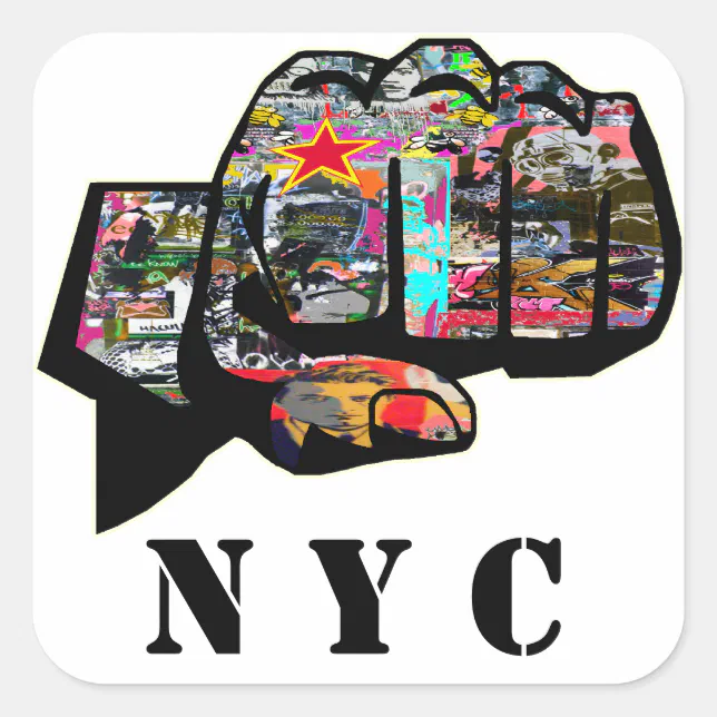 Custom graffiti fist square sticker | Zazzle