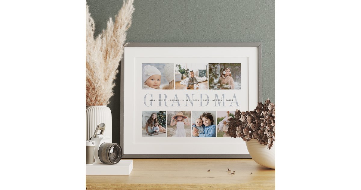 Custom Grandma 7 Photo Grandchildren Collage Print | Zazzle