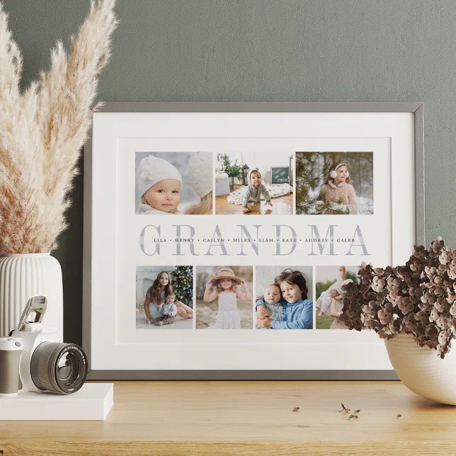 Custom Grandma 7 Photo Grandchildren Collage Print | Zazzle