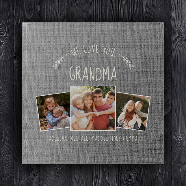 Custom Grandma Photo Collage Rustic Modern Grey Paperweight | Zazzle