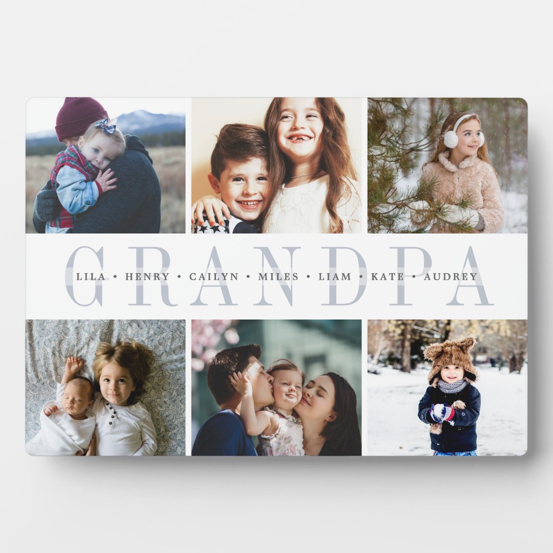 Custom Grandpa Grandchildren Photo Collage Plaque | Zazzle