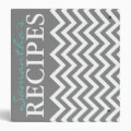 Custom gray and aqua chevron stripe recipe binder | Zazzle
