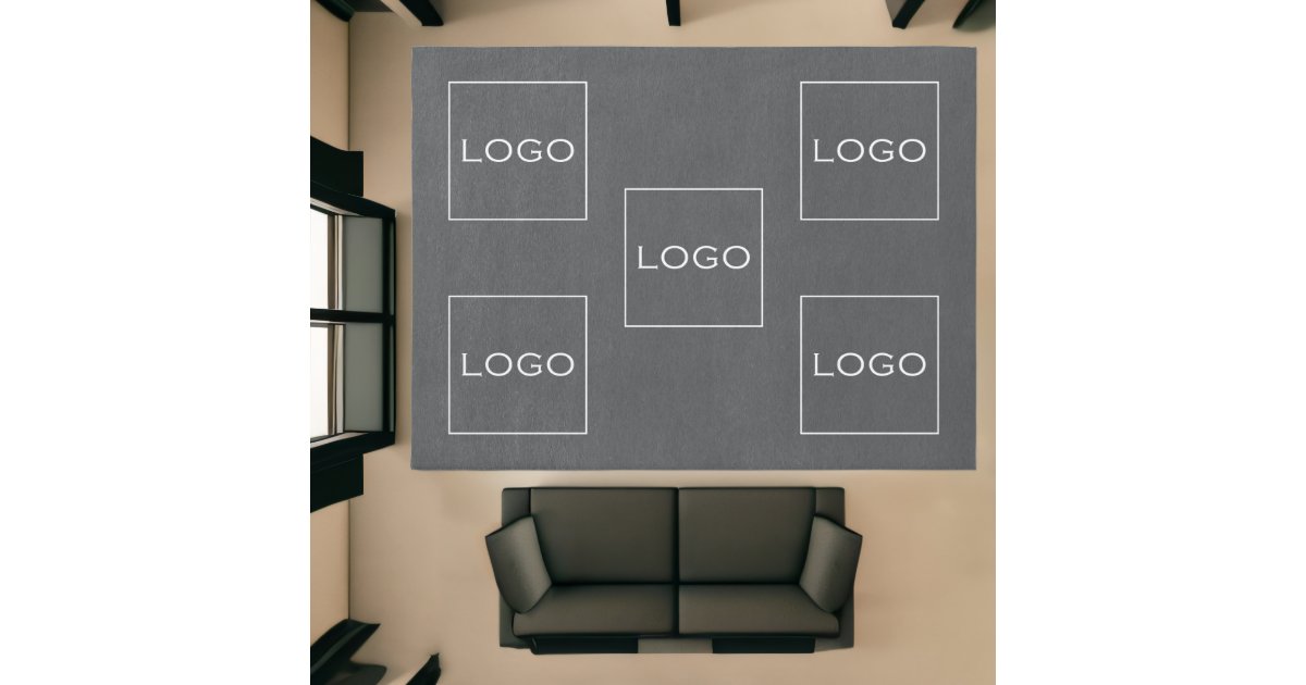 Custom Gray Corporate Business Large Sqaure Logo Rug | Zazzle