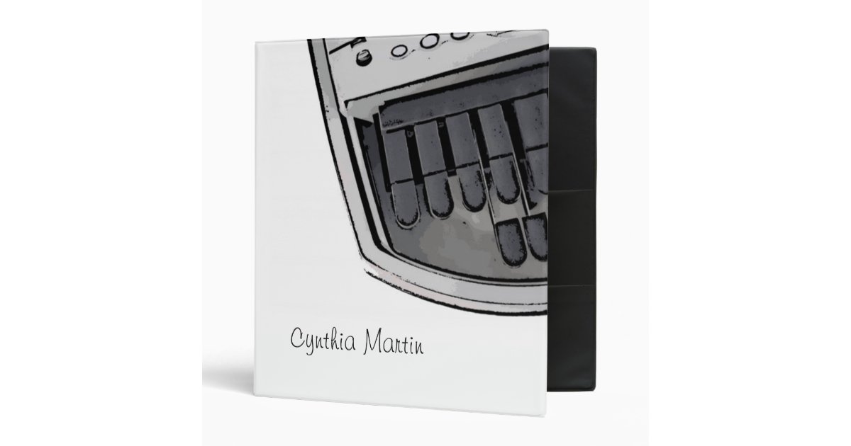 Custom gray court reporter machine white binder | Zazzle