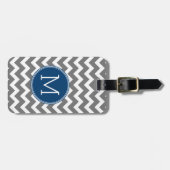 Custom Gray Navy Blue Chevron Pattern Monogram Luggage Tag | Zazzle