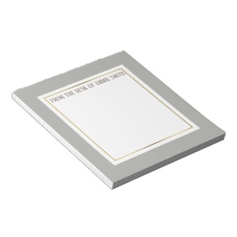 Custom Gray White and Gold Notepad | Zazzle