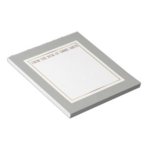 Custom Gray White and Gold Notepad | Zazzle