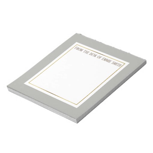 Custom Gray White and Gold Notepad | Zazzle