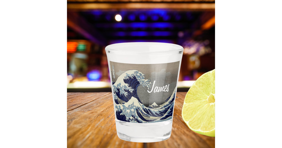 Custom Great Wave japanese painting Shot Glass | Zazzle