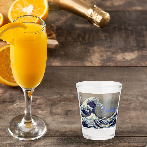 Custom Great Wave japanese painting Shot Glass | Zazzle