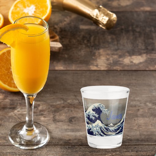 Custom Great Wave japanese painting Shot Glass | Zazzle
