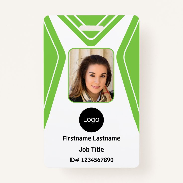 custom green company employee Photo, Logo, Code Badge | Zazzle