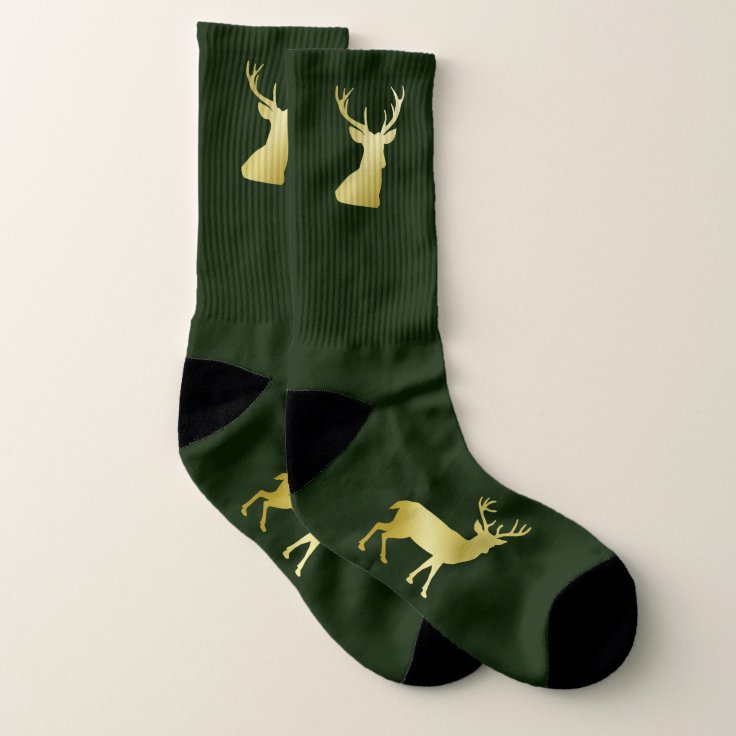 Custom Green Deer Socks (Men's 8-13) | Zazzle