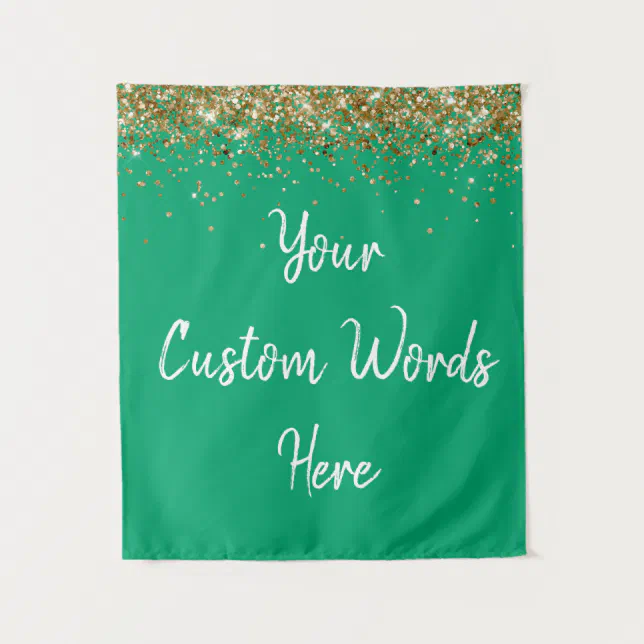 Custom Green Gold Birthday Party Photo Booth Prop Tapestry | Zazzle