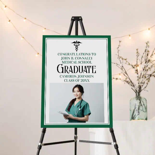 Custom Green Medical School Photo Graduation Party Foam Board | Zazzle