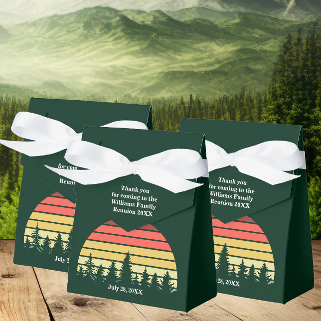 Custom Green Outdoor Family Reunion Party Favor Boxes | Zazzle