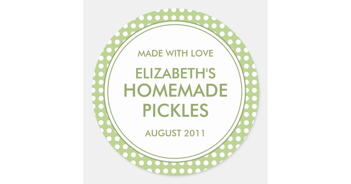Custom Green Polka Dot Canning Stickers / Labels | Zazzle
