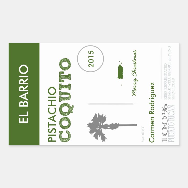 Custom Green Puerto Rican Coquito Rectangular Sticker | Zazzle