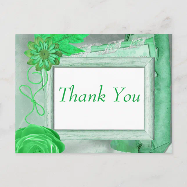 Custom Green Thank You Postcard | Zazzle