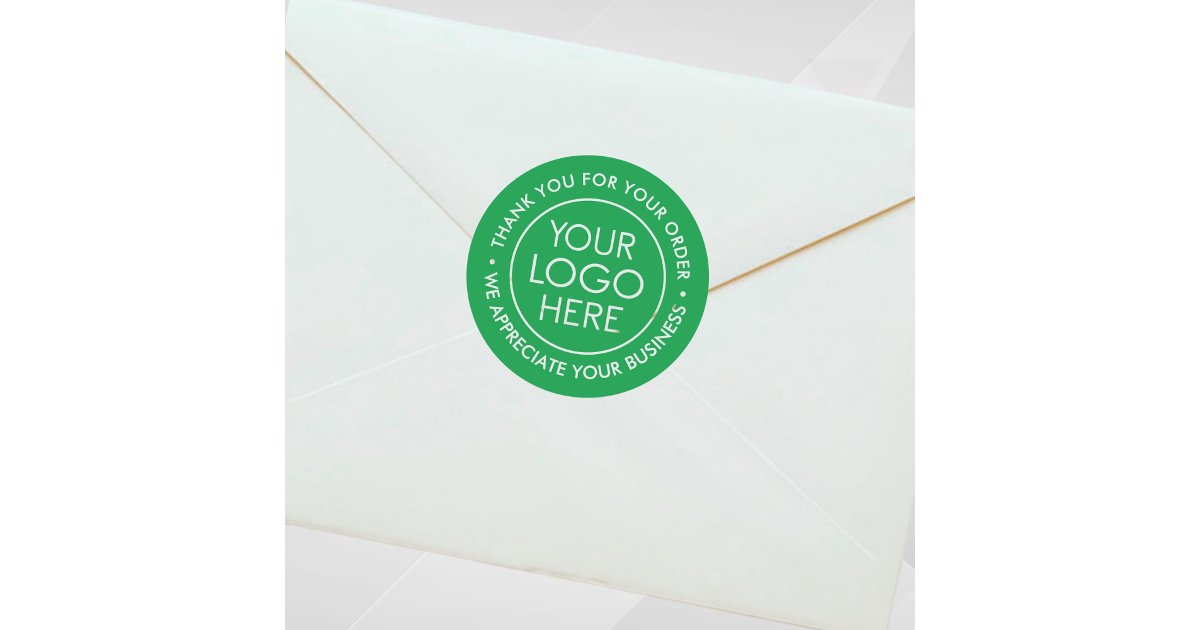 Custom Green Thank You Sticker with Logo | Zazzle