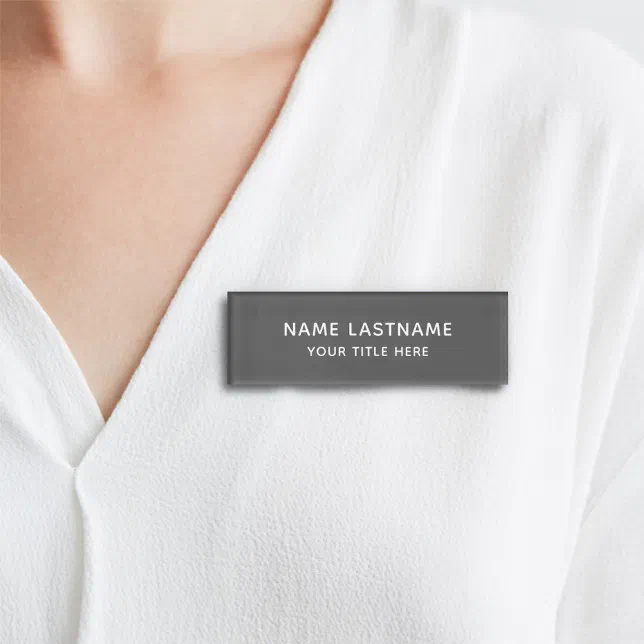Custom Grey Basic Simple Minimal Modern Title Name Tag | Zazzle