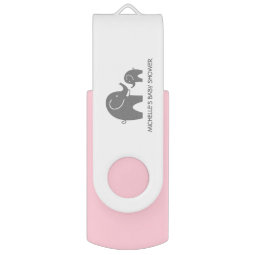 Custom grey elephant baby shower USB flash drive | Zazzle
