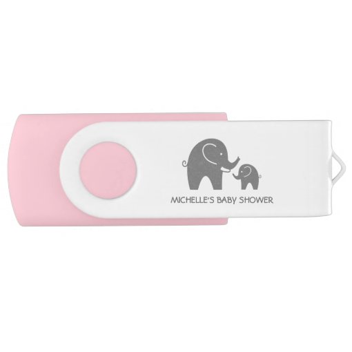 Custom grey elephant baby shower USB flash drive | Zazzle
